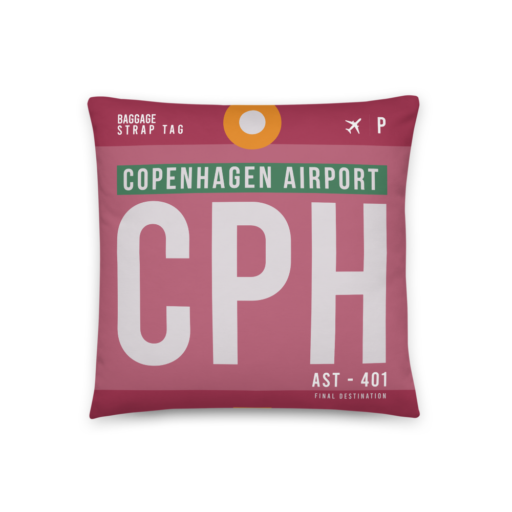 CPH - Flughafen Copenhagen Code Dekokissen 46 cm x 46 cm - personalisi ...