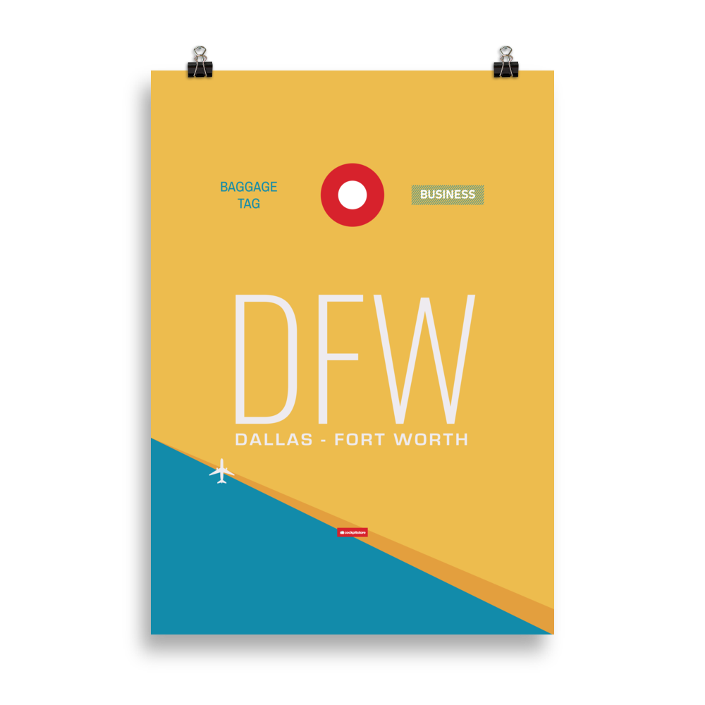 DFW - Dallas - Fort Worth Premium Poster – Cockpitstore